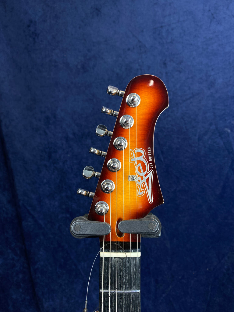 Jet Guitars JS-600 S-Type HSS Flame Top in Brown Sunburst